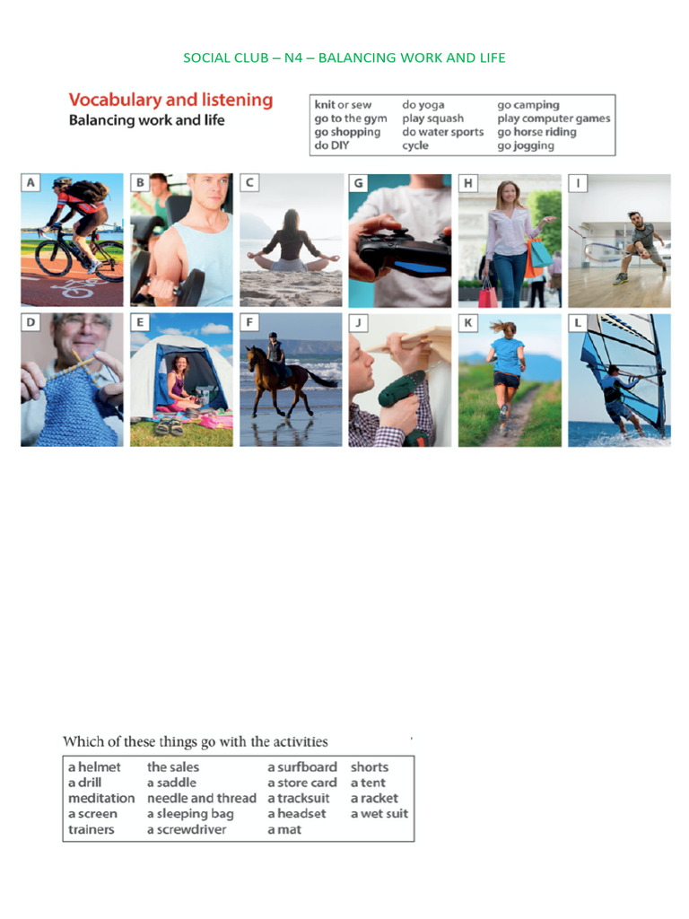 N4_Balancing work and life_Worksheet | PDF