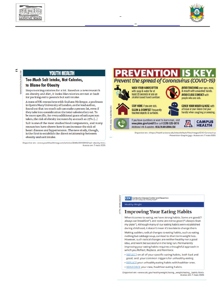 Inglês - 3º Ano - Todos - Agosto 2021 - Ativ 5 | PDF | Obesidade