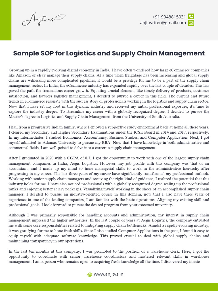 Sample-SOP-for-Logistics-and-Supply-Chain-Management | PDF | Logistics | Supply Chain