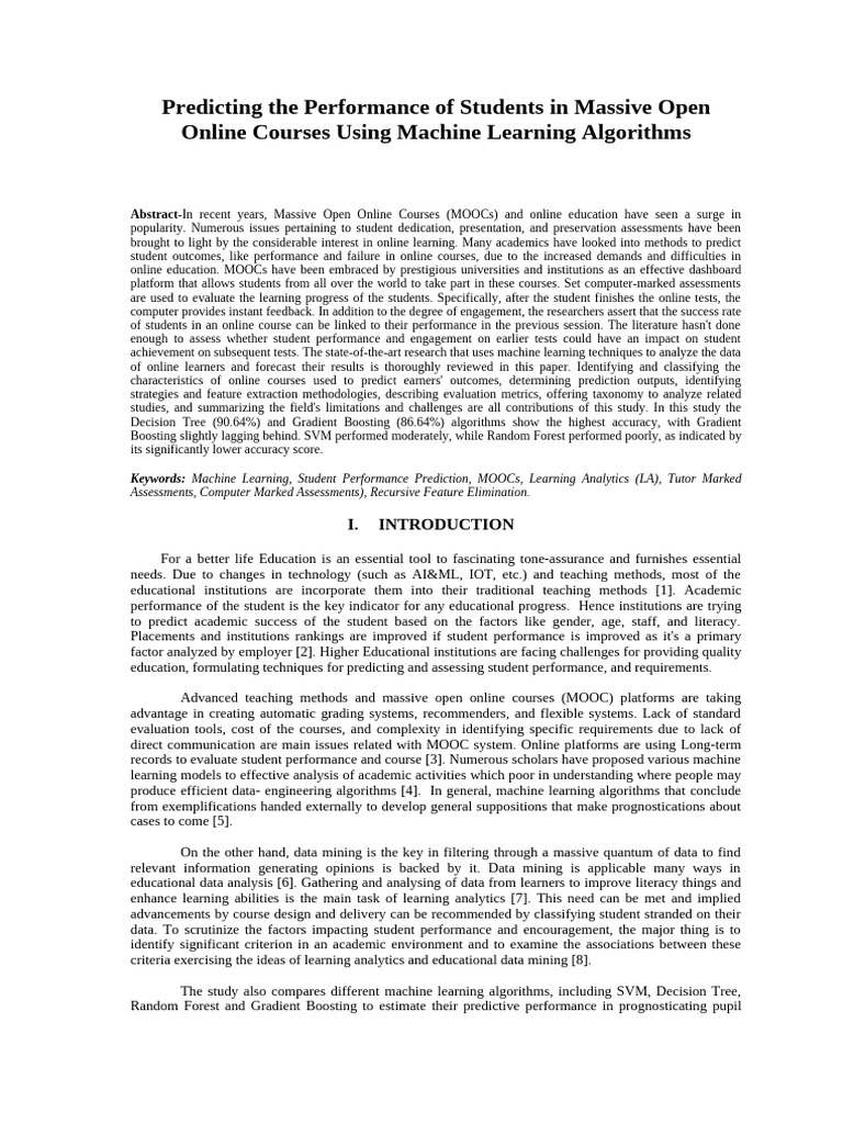 Predicting The Students Performance | PDF | Support Vector Machine ...