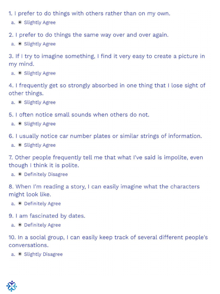Autism Spectrum Quotient Test Guide | PDF