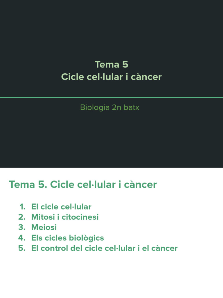 T5. Cicle Cel·lular i Càncer.pptx | PDF