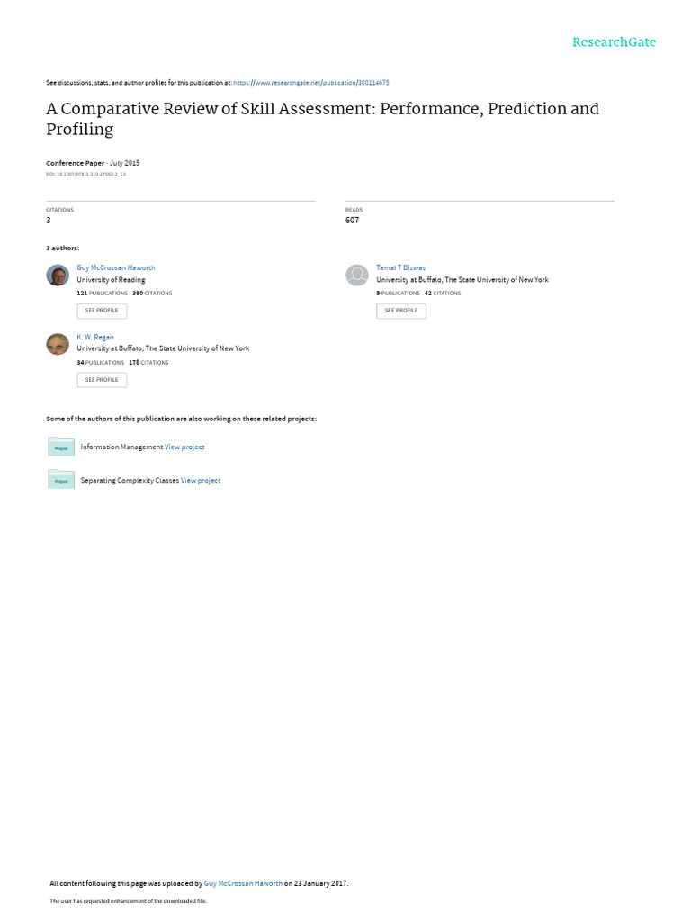 REGAN-A Comparative Review of Skill Assessment Performance, Prediction and Profiling | PDF ...