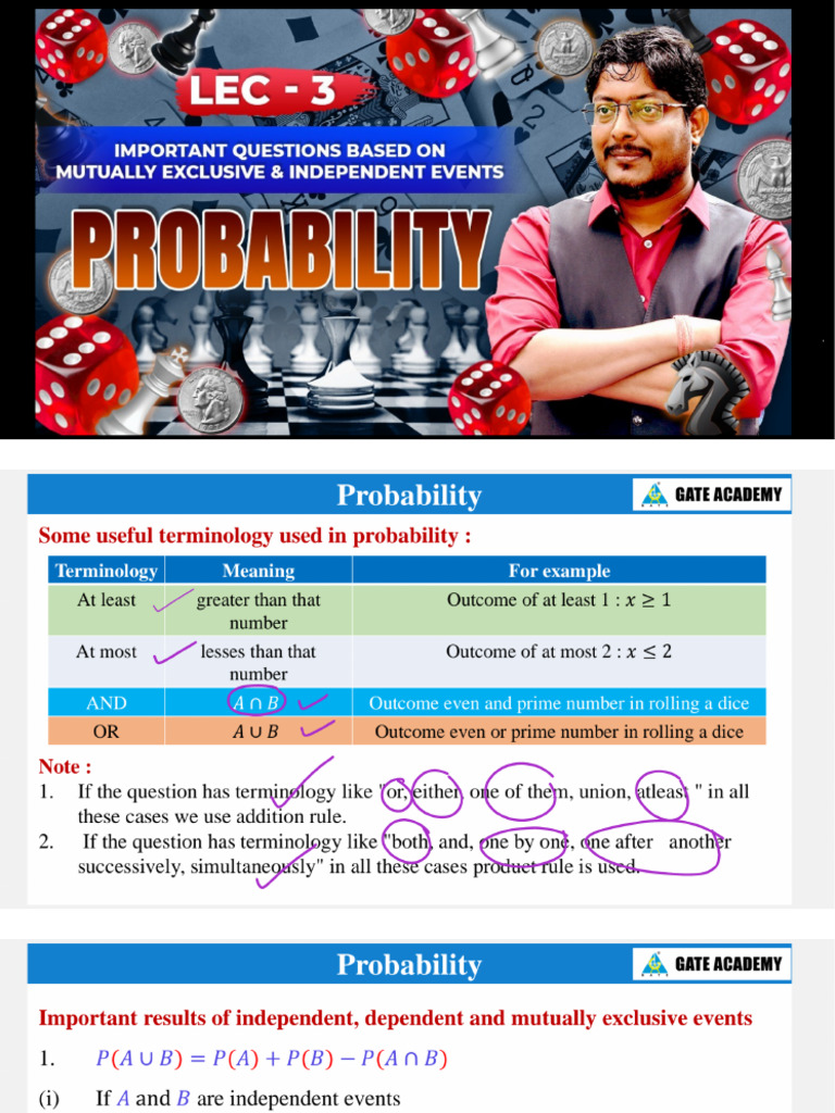 Probability - Important Questions Based On Mutually Exclusive ...