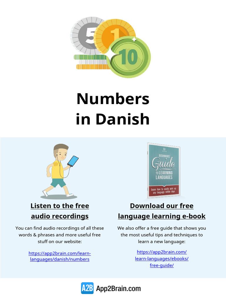 App2brain Cheat Sheet Danish Numbers | PDF | Learning