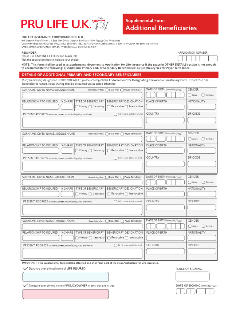 Life Insurance Beneficiary Form | PDF