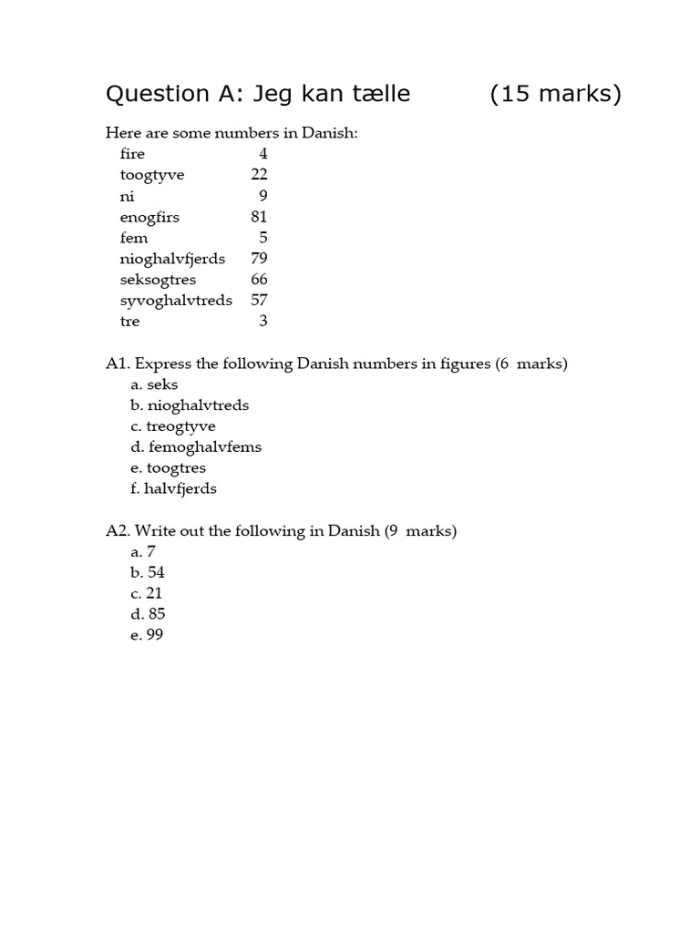 Danish_Numbers_Brochure_Solution | PDF | Human Communication ...