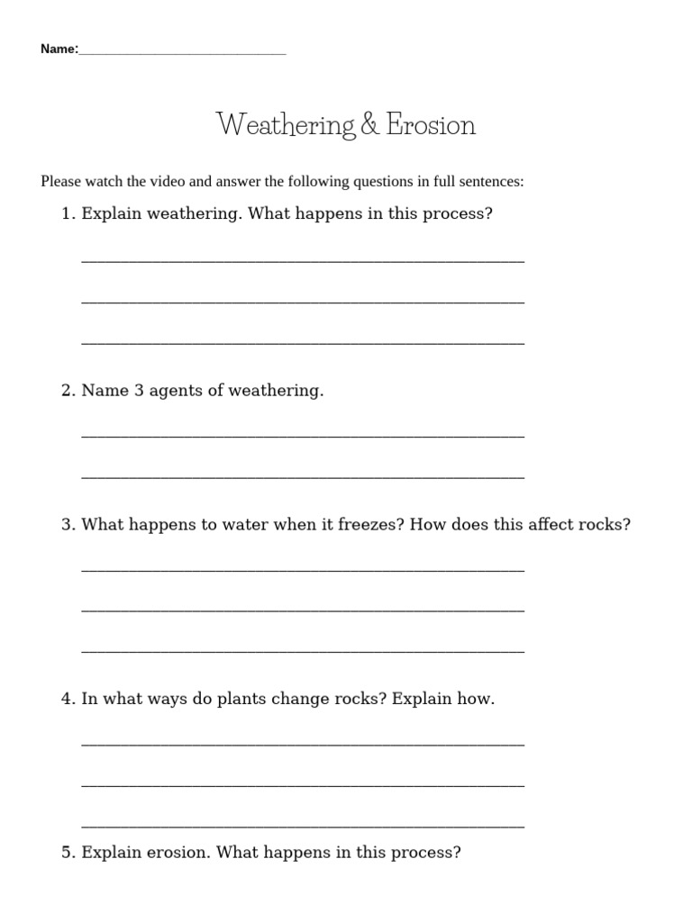 Weathering - Erosion Video Questions | PDF