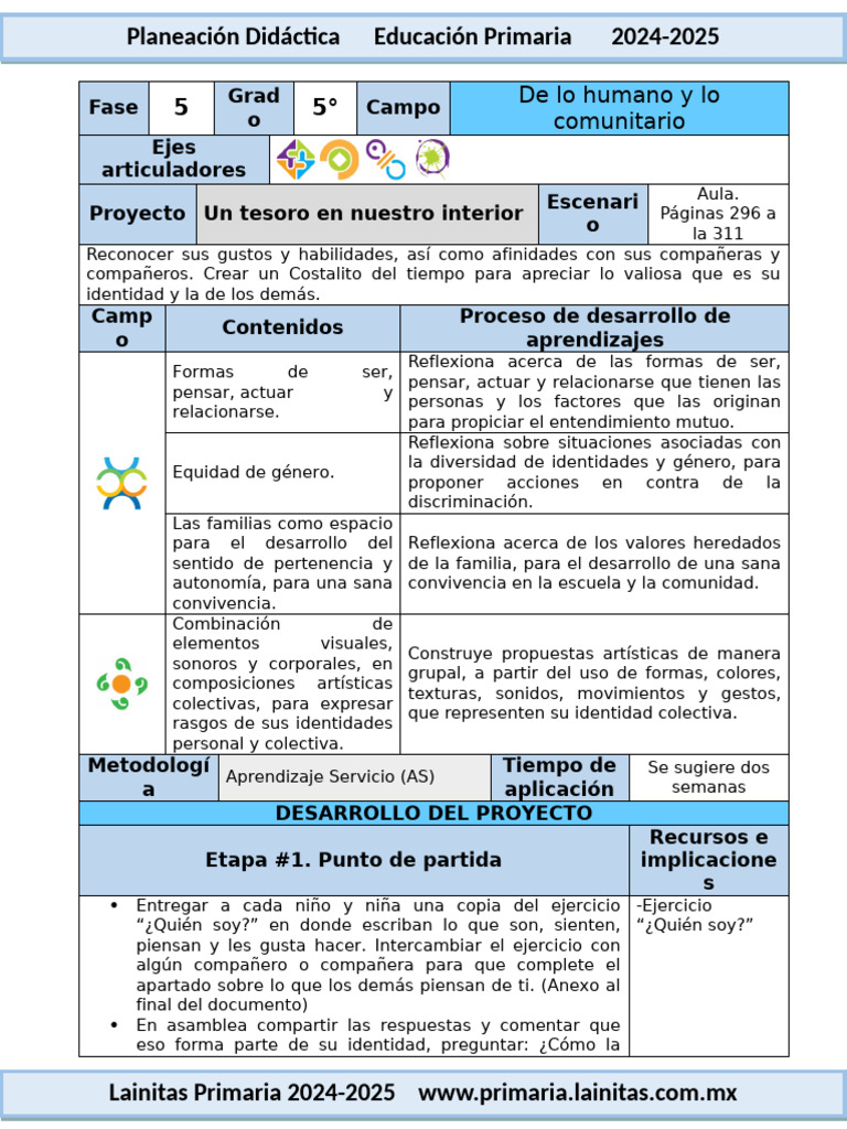 5to Grado Marzo - 01 Un Tesoro en Nuestro Interior (2024-2025) | PDF ...
