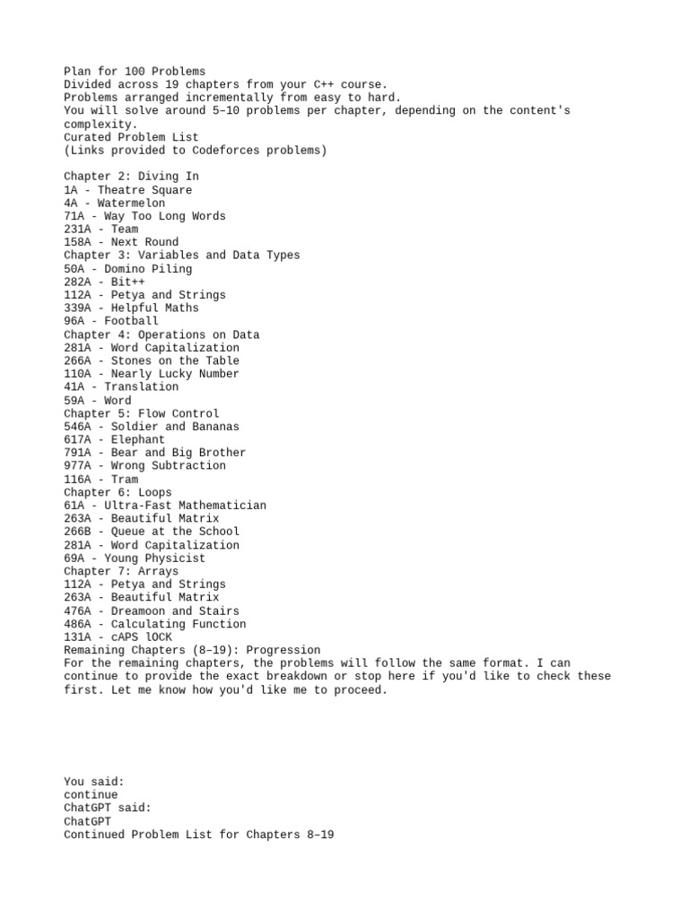 Codeforces Problems Plan: 100 Challenges | PDF | Computer Programming | Software Engineering