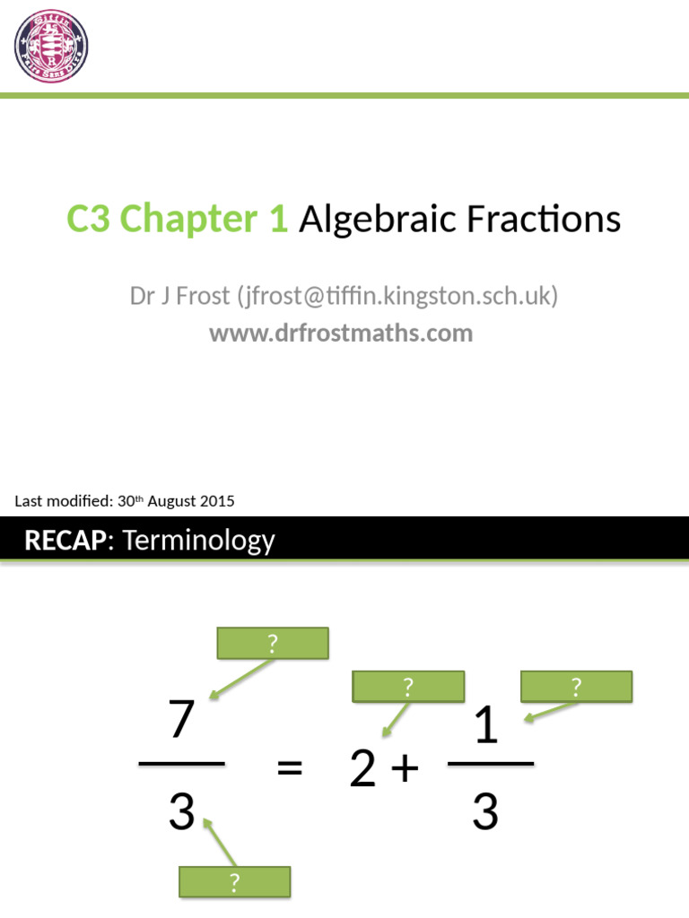 C3 Chp1 AlgebraicFractions | PDF | Factorization | Polynomial