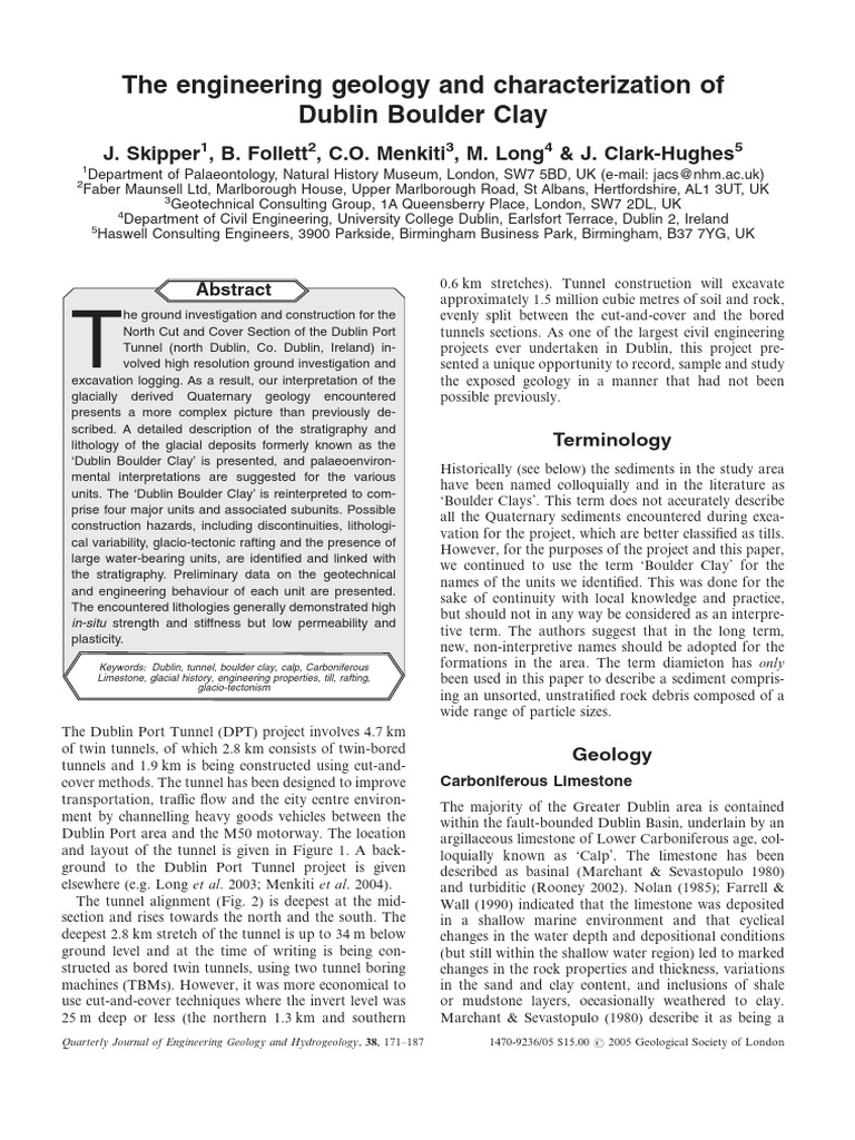 Dublin Port Tunnel: Boulder Clay Analysis | PDF | Natural Materials ...