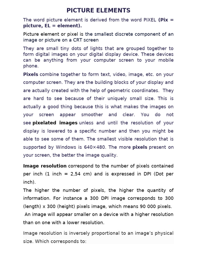 PICTURE ELEMENTS 02 | PDF | Pixel | Typography