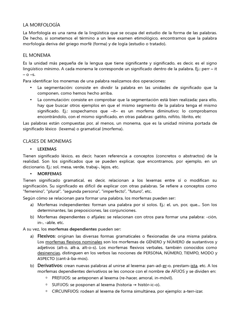 MORFOLOGÍA Introducción | PDF | Palabra | Morfología (Lingüística)