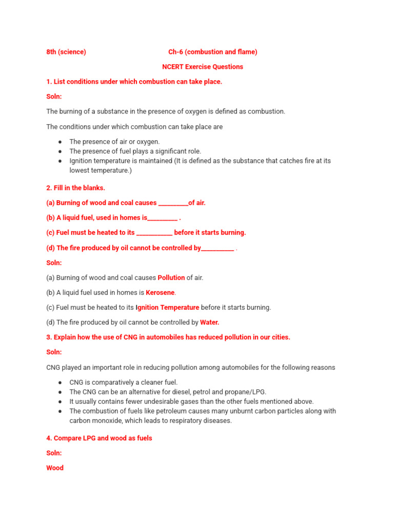 Combustion and Flame Ncert | PDF | Combustion | Fuels