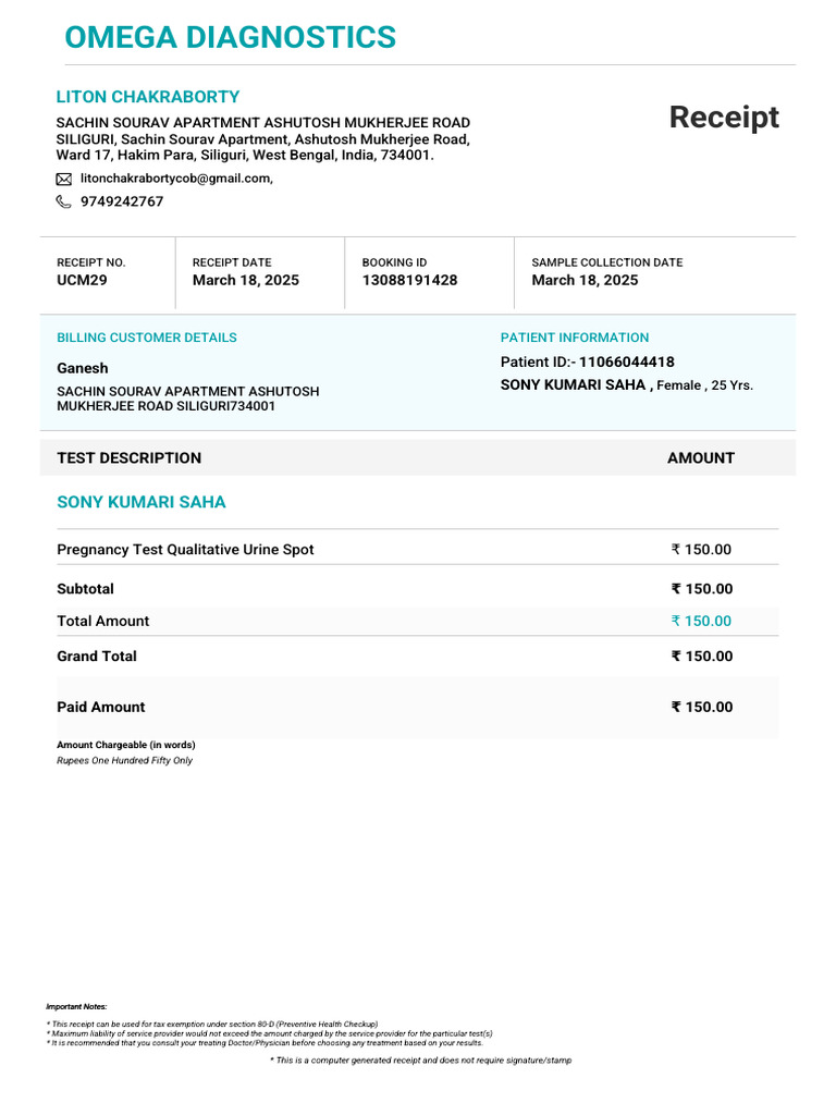 Receipt: Liton Chakraborty | PDF | Health Sciences | Taxes