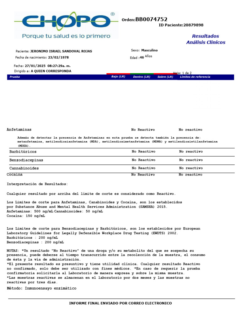 Antidoping Laboratorios El Chopo | PDF | Mdma | Drogas Psicoactivas