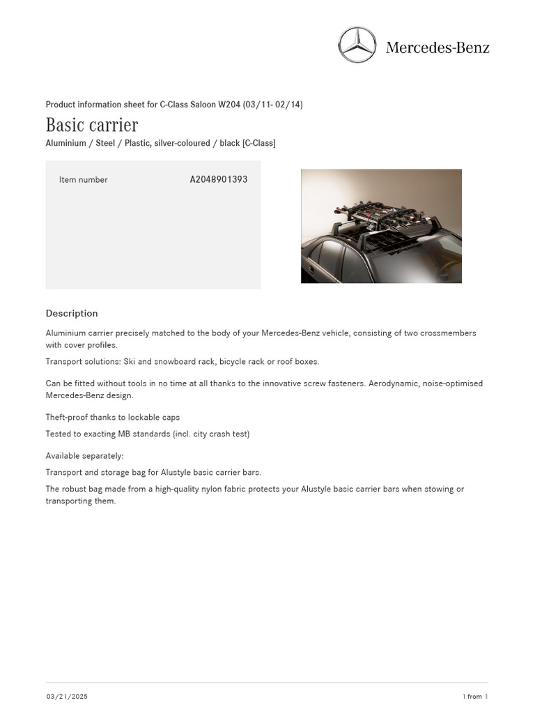 Basic Carrier - Mercedes Benz | PDF