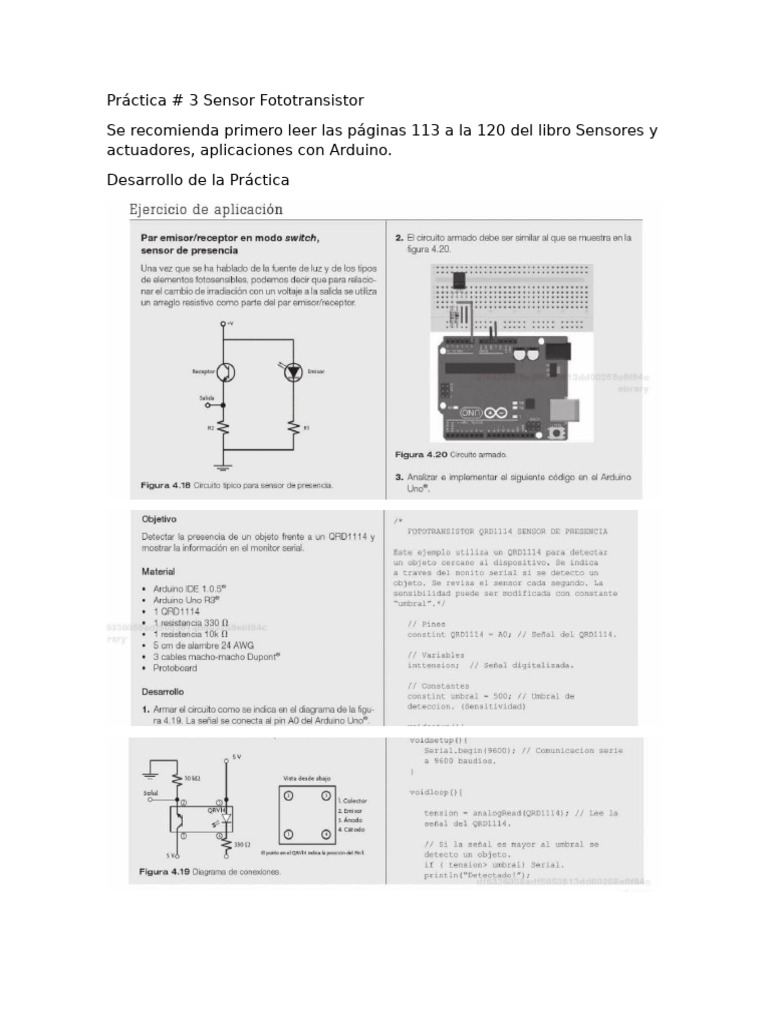 Práctica 3 Sensor Fototransistor | PDF