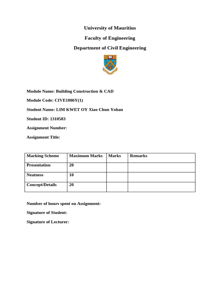 CIVE1006 Assignment 1 Submission Form | PDF