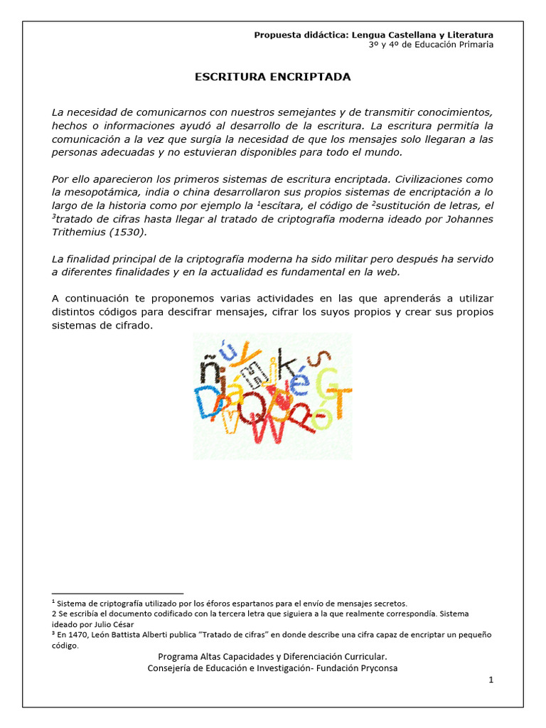 Escritura Encriptada Alumnado-1 | PDF | Cifrado | Criptografía