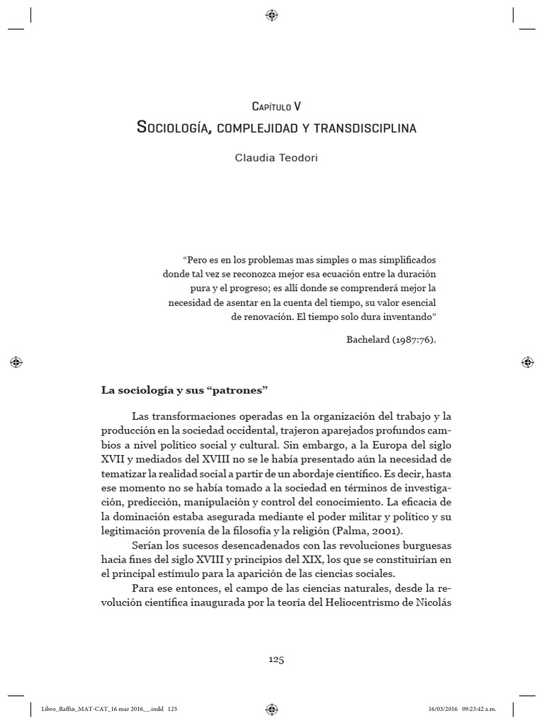 Teodori C. Sociolog - A, Complejidad y Transdisciplina | PDF | Sociología | Conocimiento