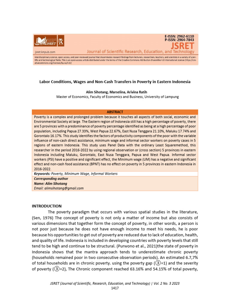 Poverty Factors in Eastern Indonesia | PDF | Ordinary Least Squares ...