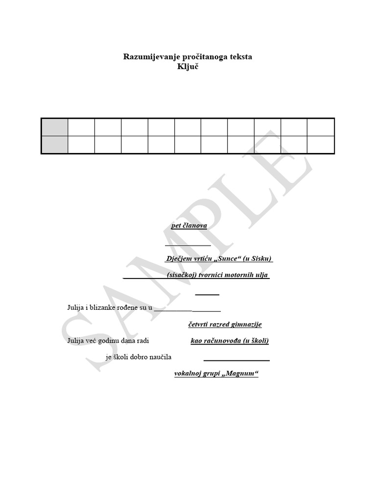 HR A2 Reading Sample Keys | PDF