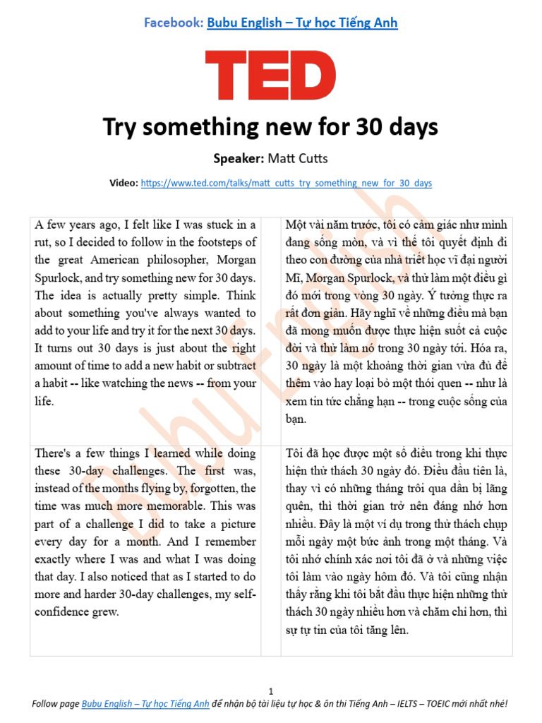 Try Something New For 30 Days | PDF