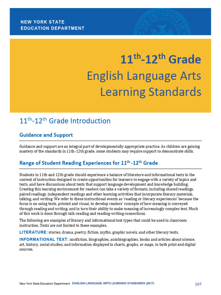 Nys-Next-Generation-Ela-Standards Grades 11 and 12 | PDF | Semantics ...