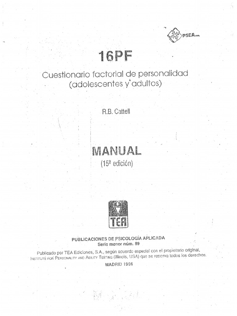 TEST 16PF Manual TEA | PDF