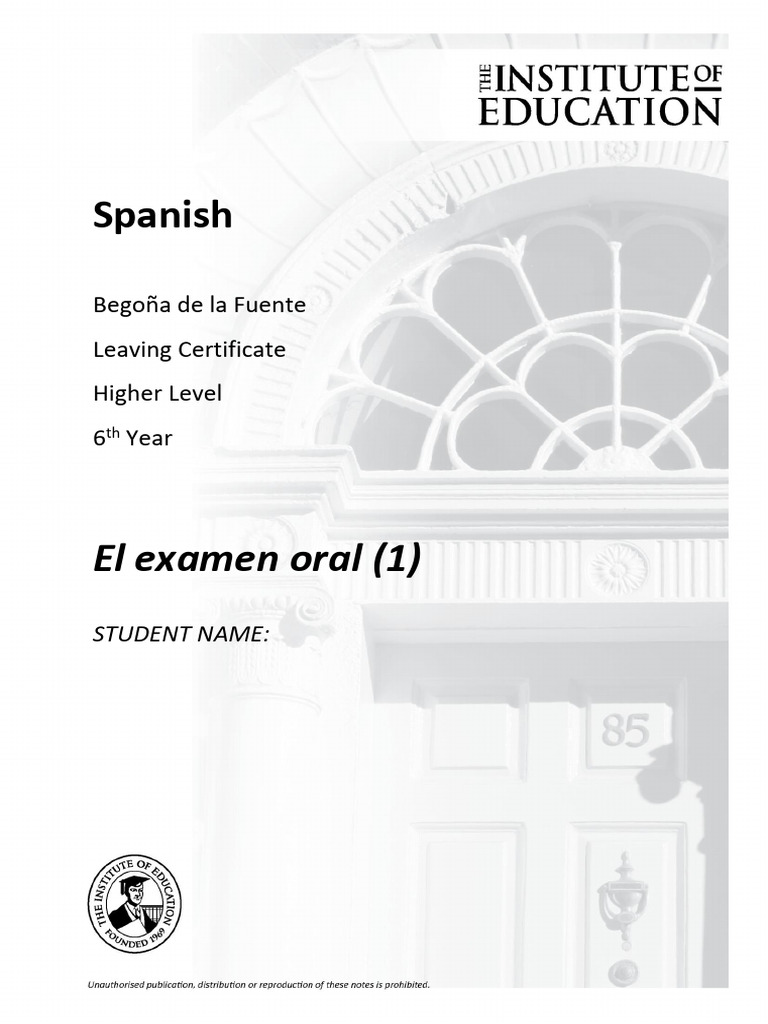 Spanish Oral Masterclass Revision Notes | PDF