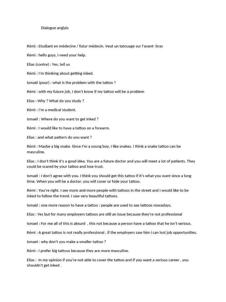 Dialogue Tattoo | PDF