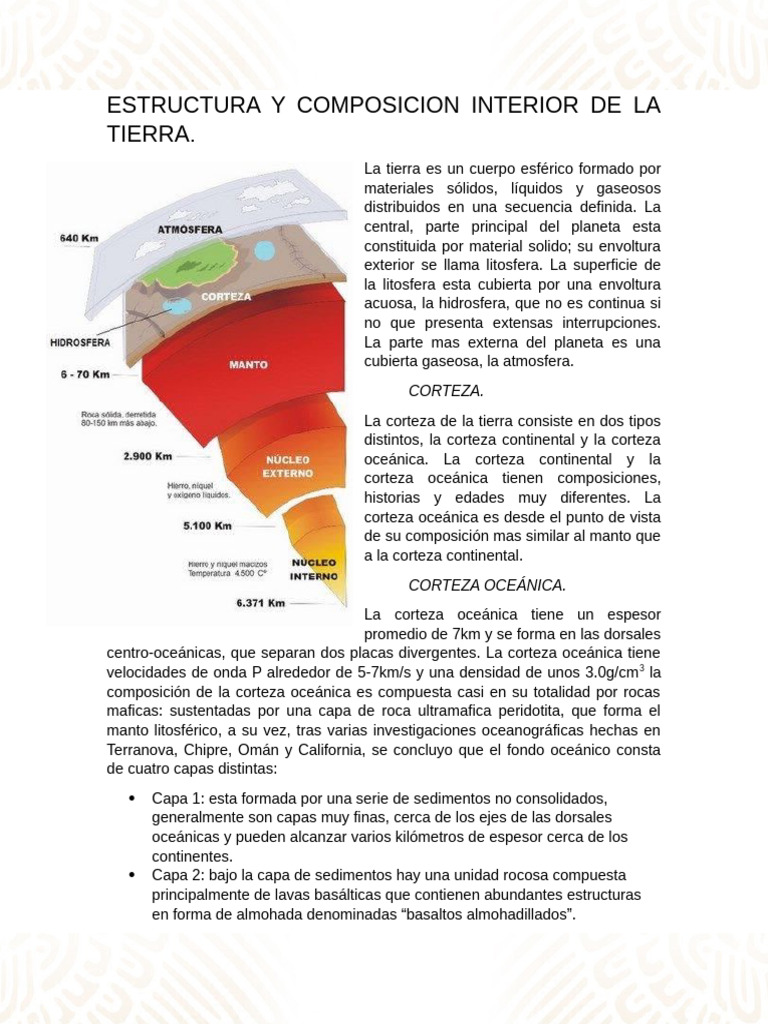 Estructura Interna de La Tierra2 | PDF | Corteza (Geología) | Ciencias ...