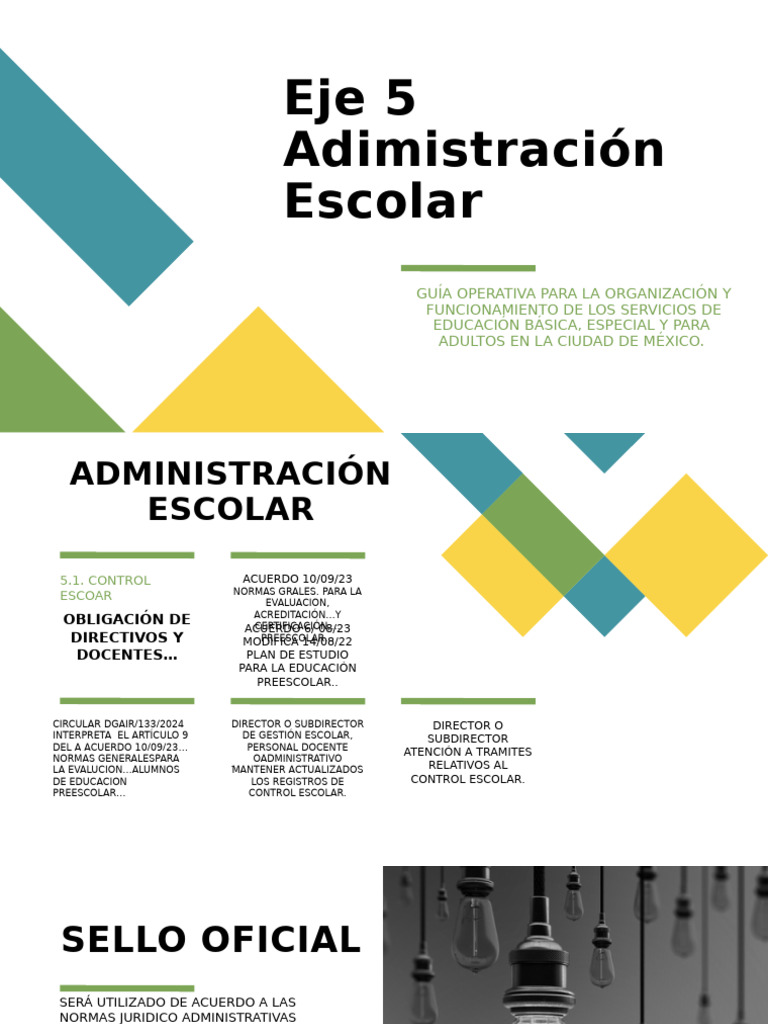 Eje 5 Adimistración Escolar | PDF | Educación de la primera infancia
