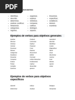 Verbos para Objetivos Generales y Específicos | PDF | Cookie HTTP | Verbo