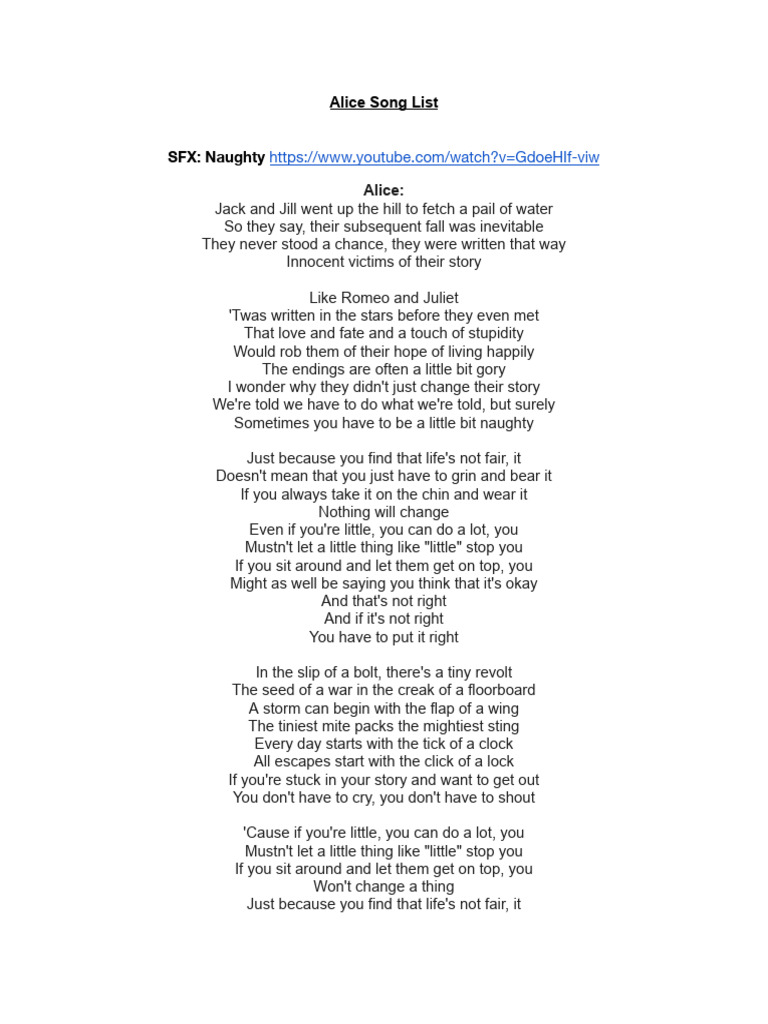 Alice Song List | PDF