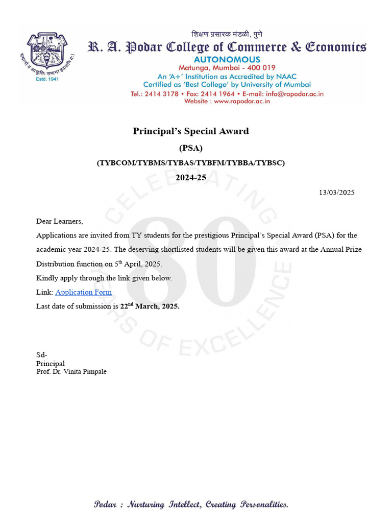 PSA 2024-25 Notice Docx | PDF