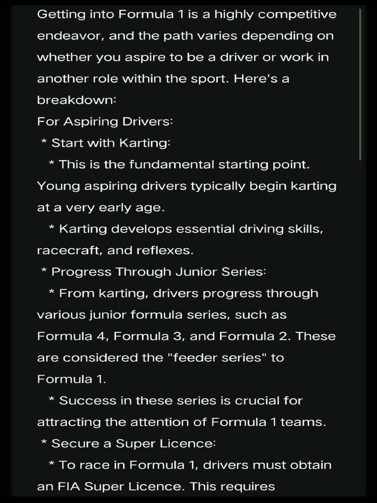 How To Get Into f1 From Scratch | PDF