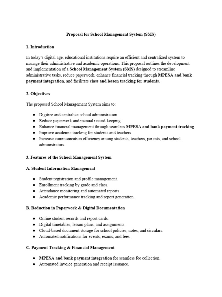 School Management System Proposal | PDF | Software Testing ...