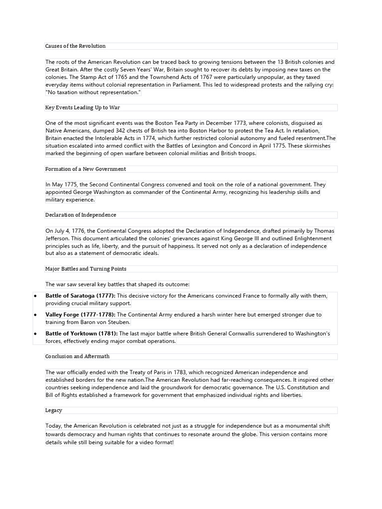Causes of the Revolution | PDF | American Revolution | United States ...