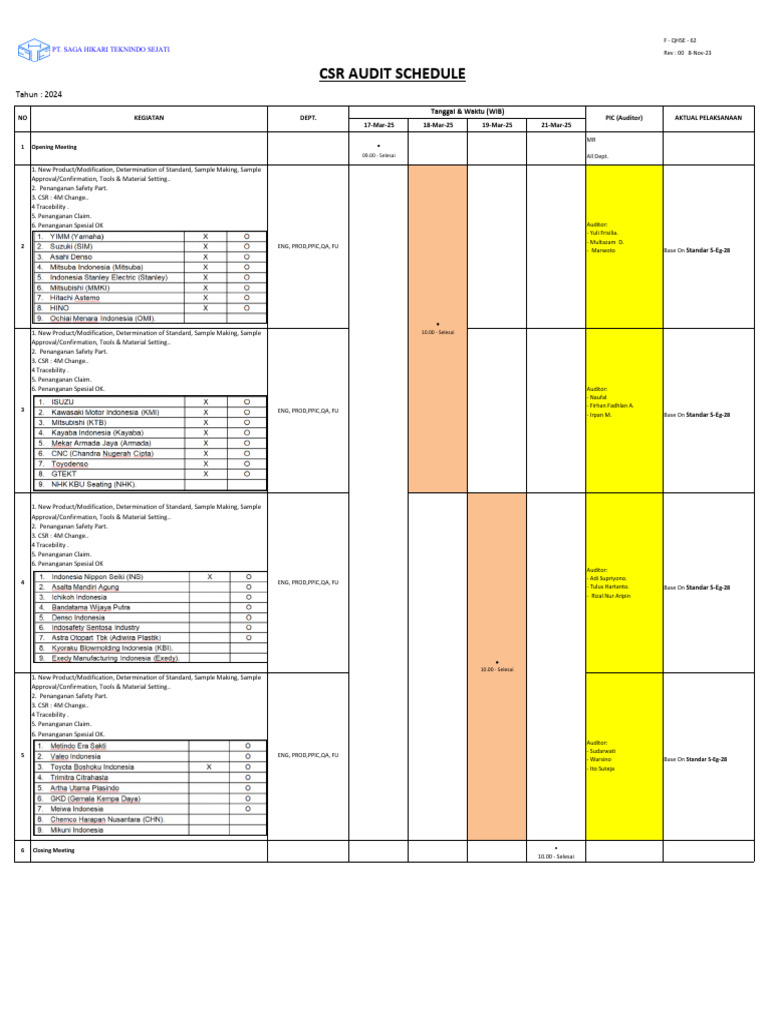 CSR Schedule Period 2024 Rev | PDF