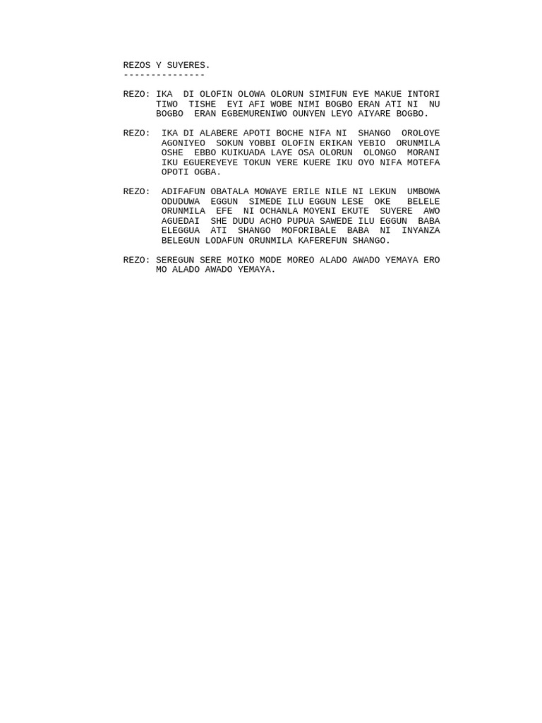Rezos y Suyeres de Ika Odi | PDF