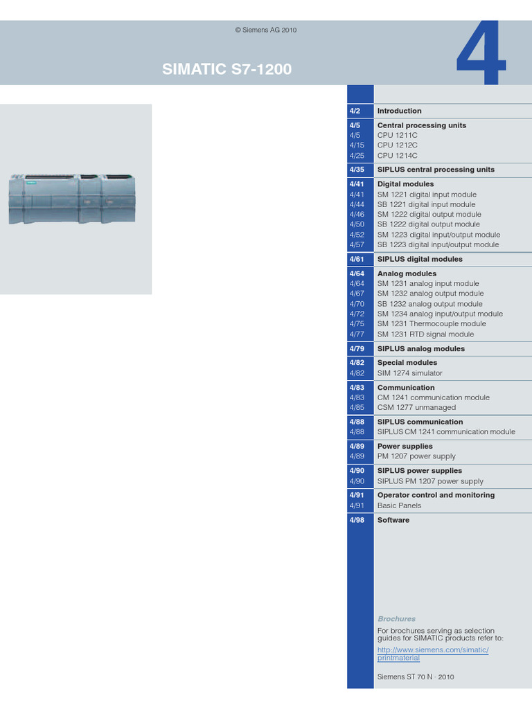 Siemens SIMATIC S7-1200 Overview | PDF | Power Supply | Computer Science
