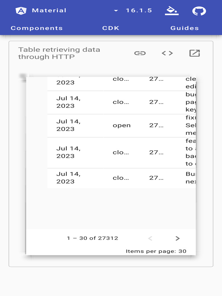 Table Angular Material | PDF