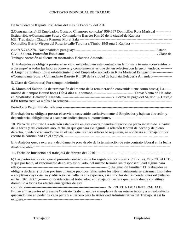 Modelos de escritos de contratos laborales | PDF | Labor