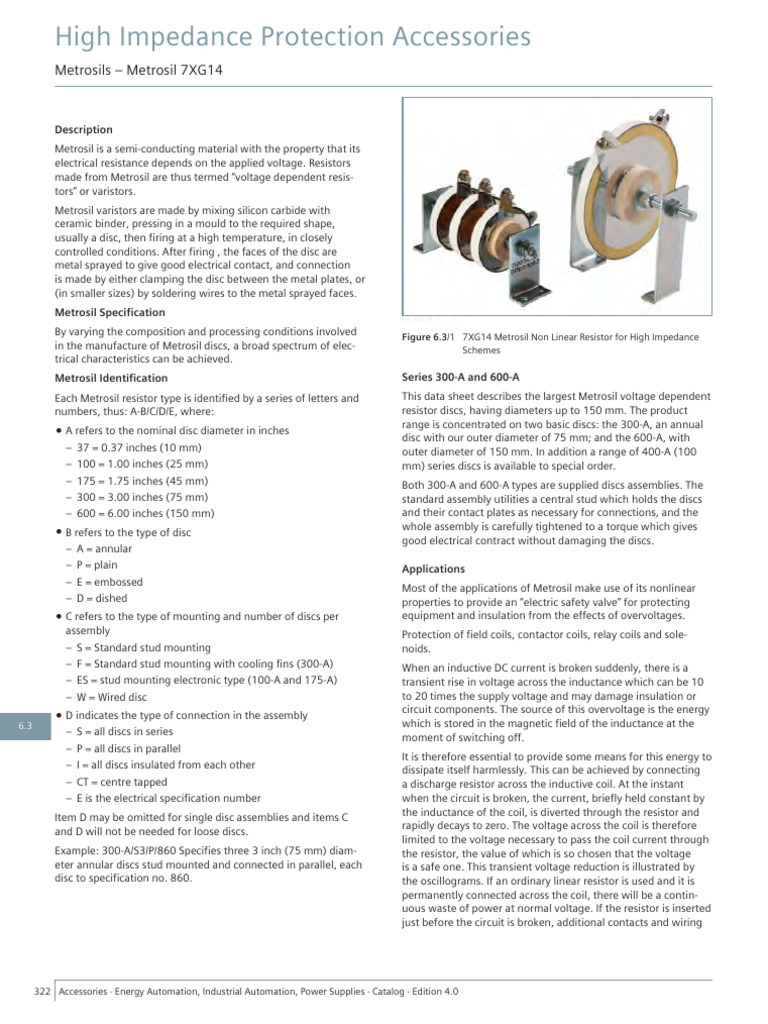 Metrosils - Metrosil 7XG14: Description | PDF | Inductor | Resistor