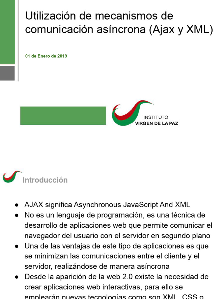 Diapositivas-Utilización de Mecanismos de Comunicación Asíncrona (Ajax y XML) | PDF | Ajax ...