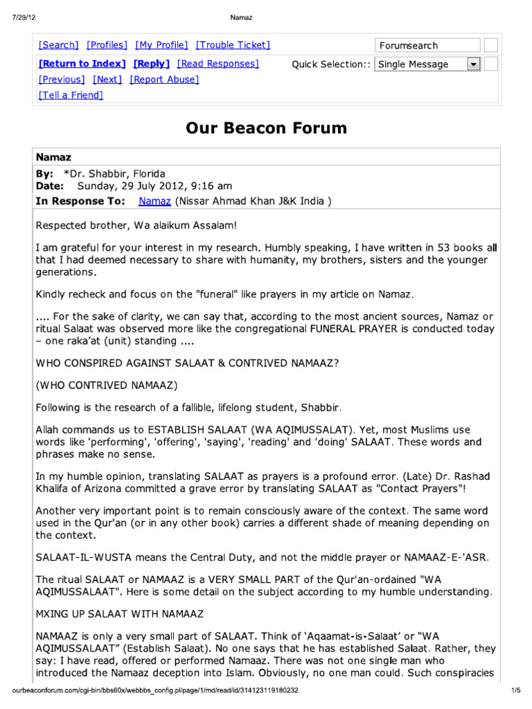 Dr. Shabbir - Namaz | PDF