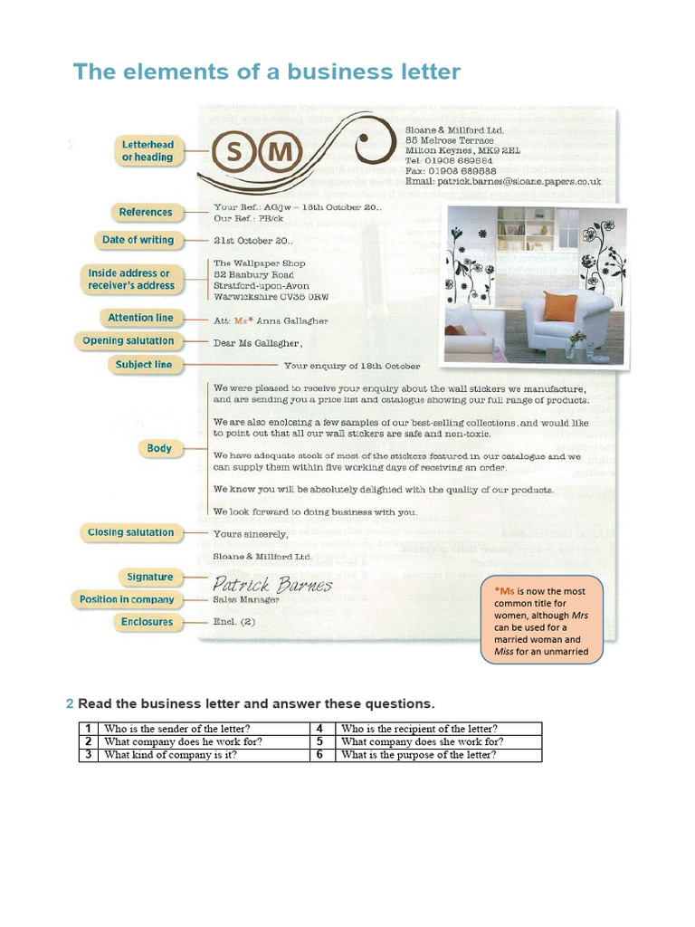 Elements of A Business Letter | PDF | Written Communication